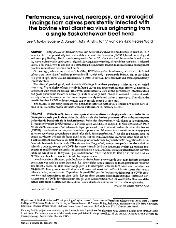 (PDF) Performance, survival, necropsy, and virological findings from ...