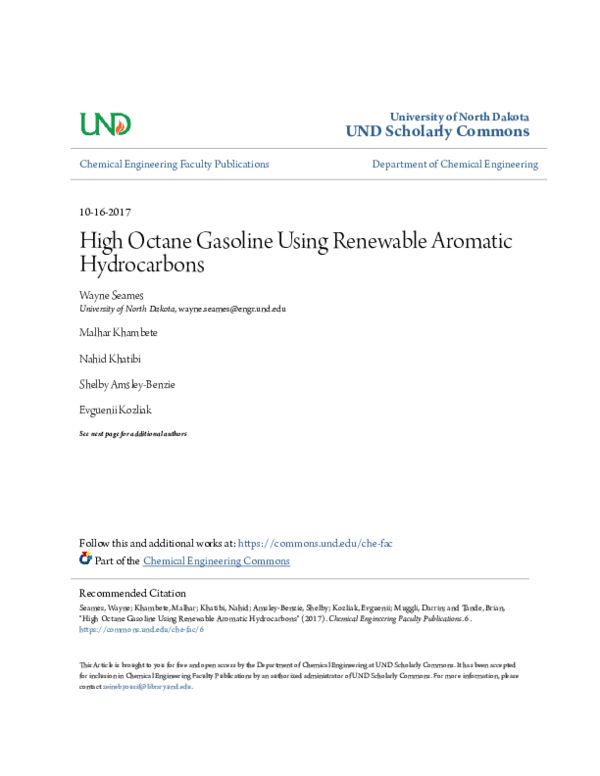 (PDF) High Octane Gasoline Using Renewable Aromatic Hydrocarbons