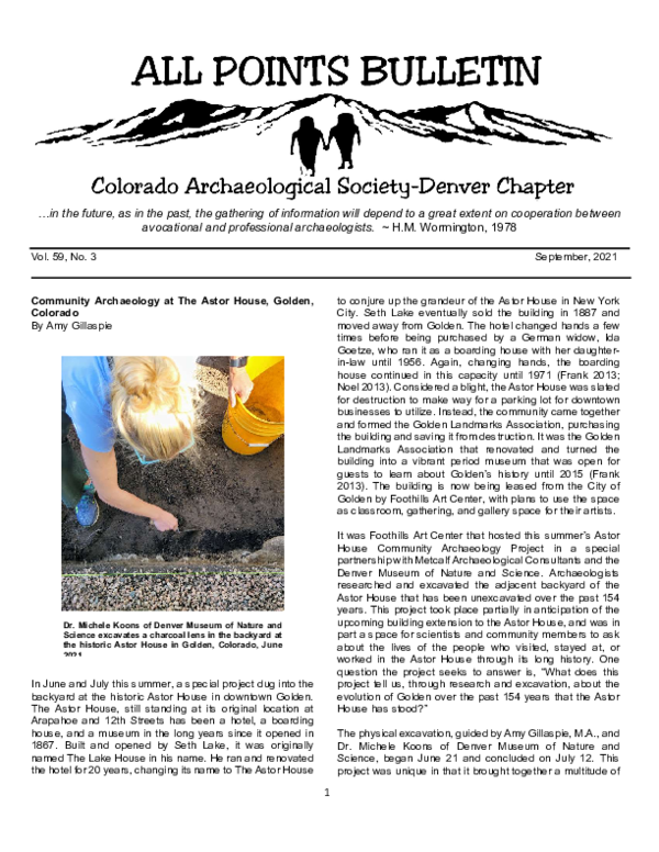(PDF) Community Archaeology at The Astor House, Golden, Colorado