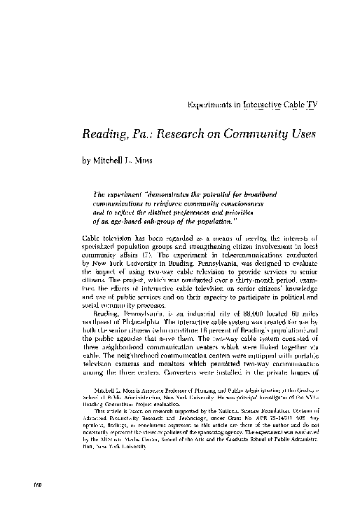 (PDF) Reading, Pa.: Research on Community Uses