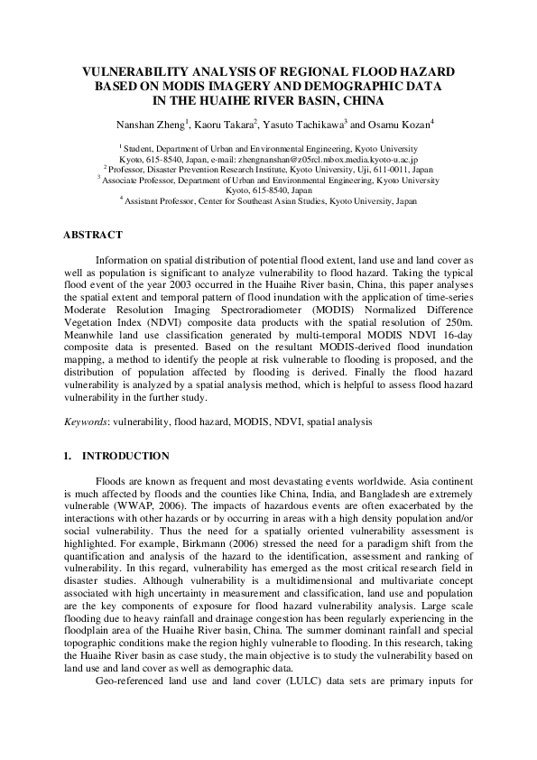 (PDF) Vulnerability Analysis of Regional Flood Hazard Based on Modis Imagery and Demographic ...