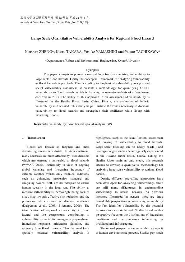 (PDF) Large Scale Quantitative Vulnerability Analysis for Regional Flood Hazard