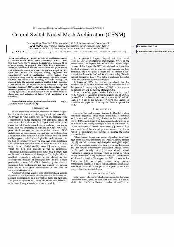 (PDF) Central Switch Noded Mesh architecture (CSNM)