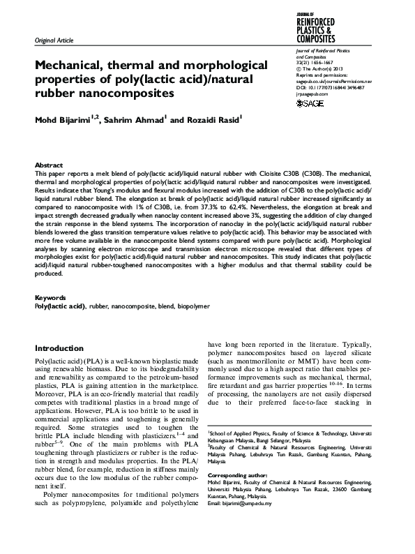 (PDF) Mechanical, thermal, and morphological properties of polylactic acid/linear low density ...