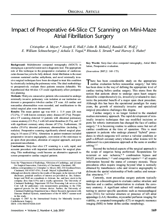 (PDF) Impact of Preoperative 64-Slice CT Scanning on Mini-Maze Atrial ...