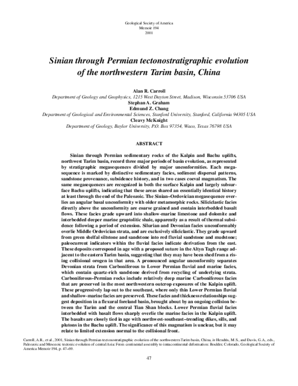 (PDF) Sinian through Permian tectonostratigraphic evolution of the ...