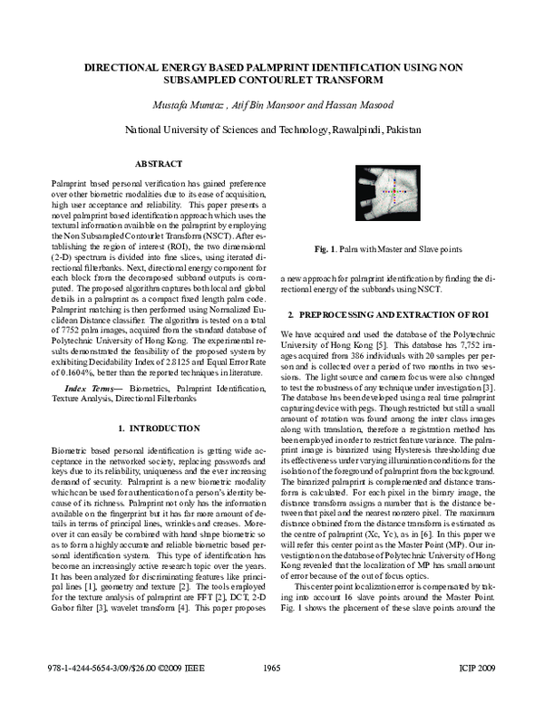 (PDF) Directional energy based palmprint identification using Non Subsampled Contourlet Transform