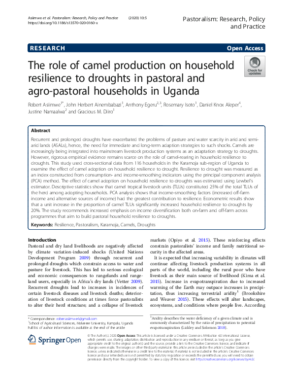 (PDF) The role of camel production on household resilience to droughts ...