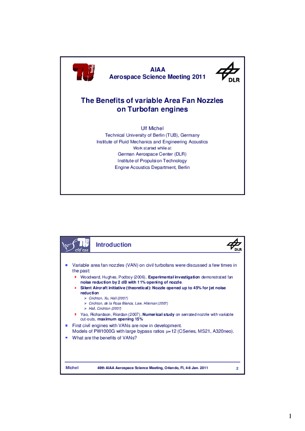 (PDF) The Benefits of Variable Area Fan Nozzles on Turbofan Engines