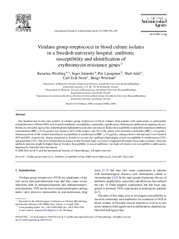 (PDF) Viridans group streptococci in blood culture isolates in a ...