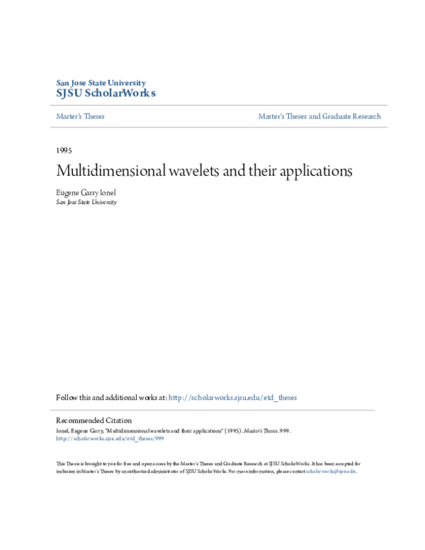 Pdf Multidimensional Wavelets And Their Applications