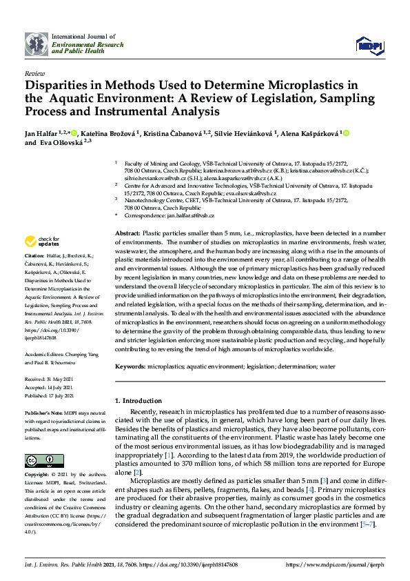 (PDF) Disparities in Methods Used to Determine Microplastics in the Aquatic Environment: A ...