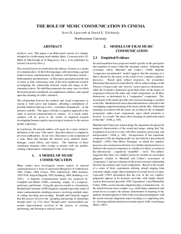 (PDF) The role of music communication in cinema