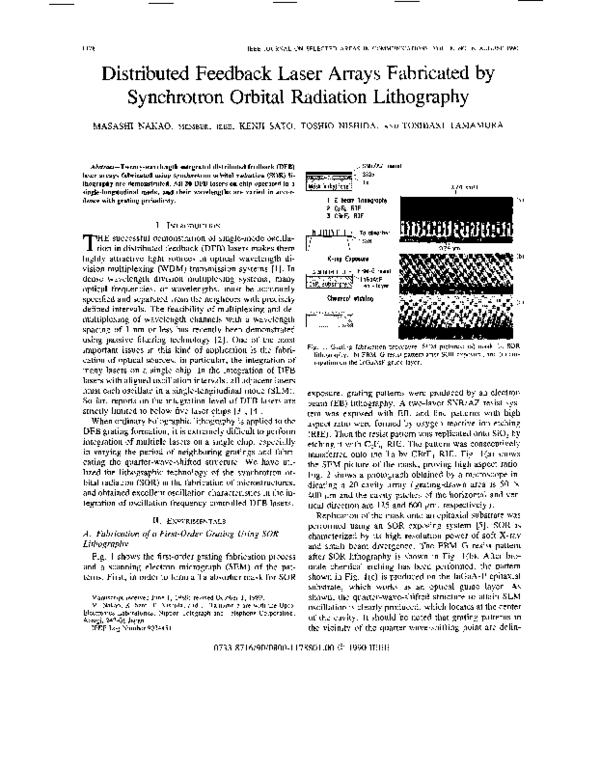 (PDF) Distributed feedback laser arrays fabricated by synchrotron orbital radiation lithography