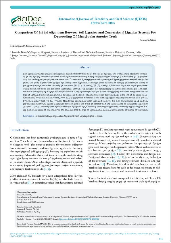 (PDF) Comparison Of Initial Alignment Between Self Ligation and ...