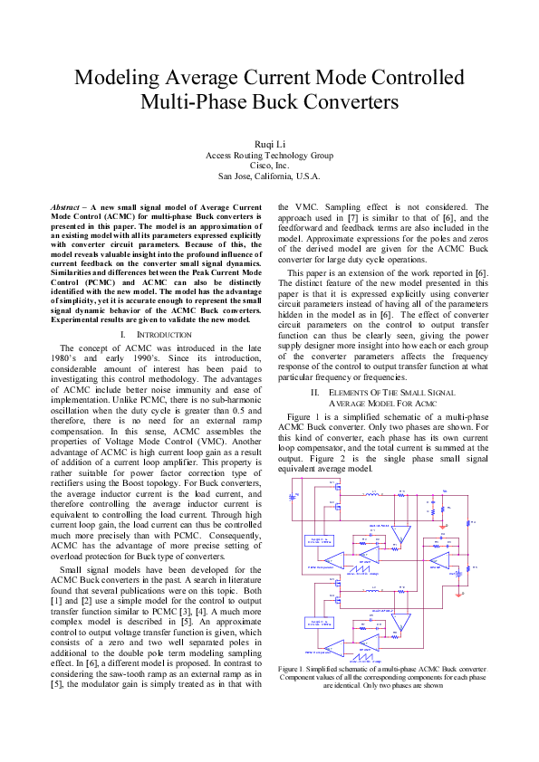 (PDF) Modeling Average-Current-Mode-Controlled multi-phase buck converters