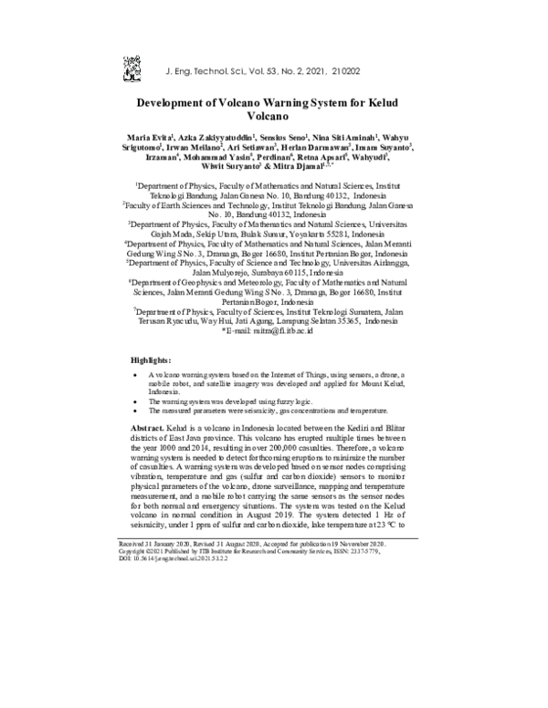 (PDF) Development of Volcano Early Warning System for Kelud Volcano