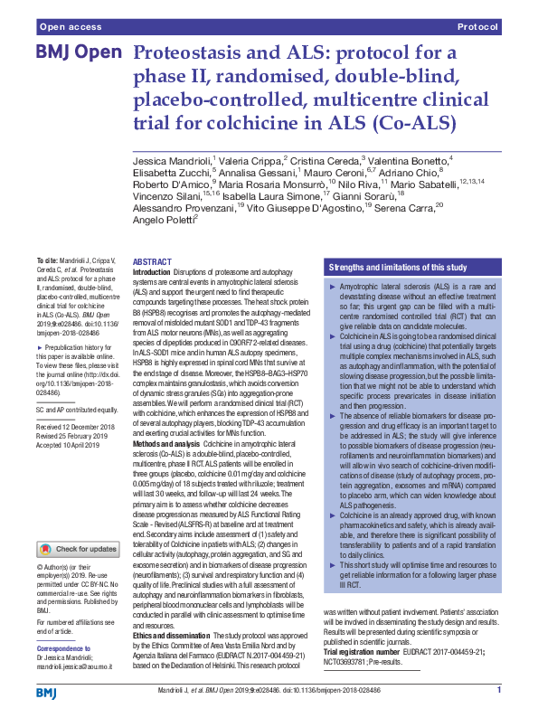 (PDF) Proteostasis and ALS: protocol for a phase II, randomised, double ...
