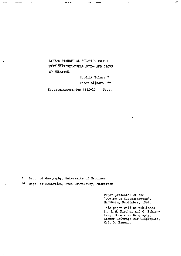 (PDF) Linear structural equation models with spatiotemporal auto- and ...