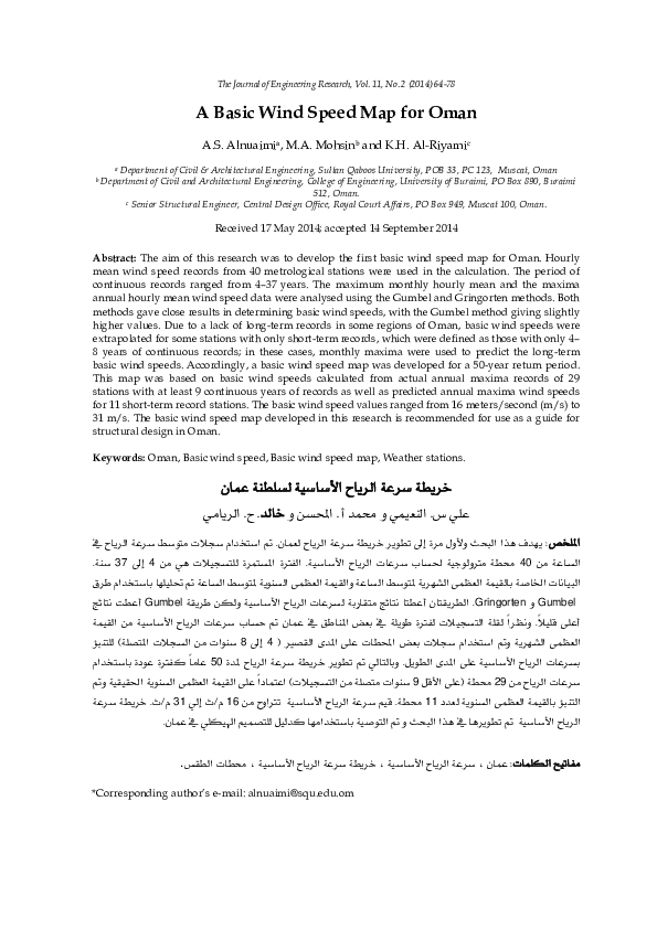 (PDF) A Basic Wind Speed Map for Oman