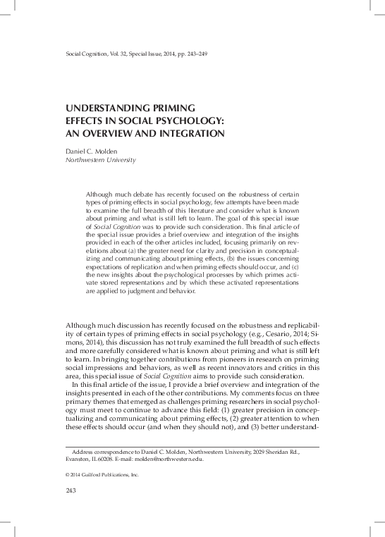 (PDF) Understanding Priming Effects in Social Psychology: An Overview ...