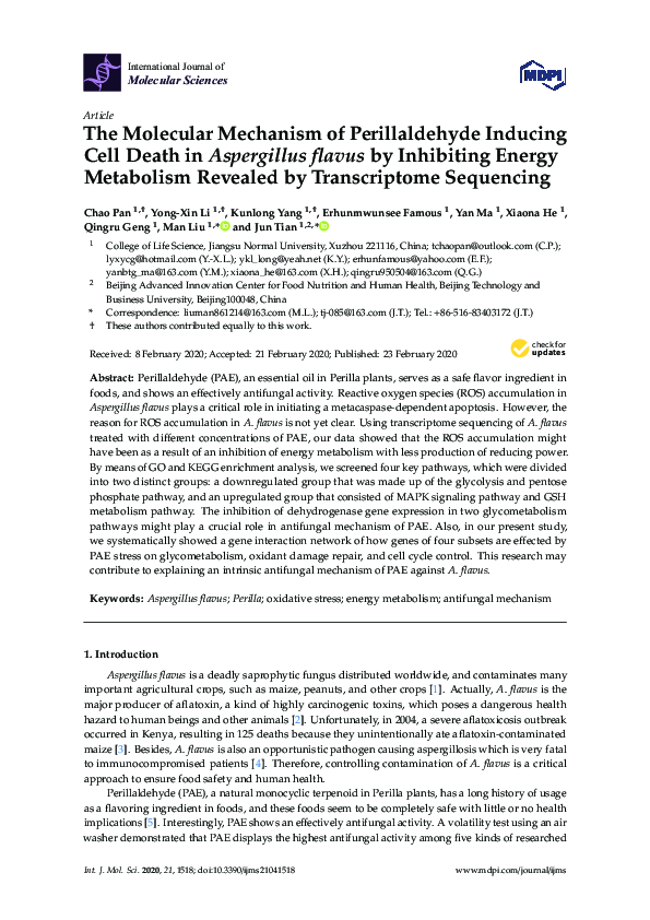 (PDF) The Molecular Mechanism of Perillaldehyde Inducing Cell Death in ...