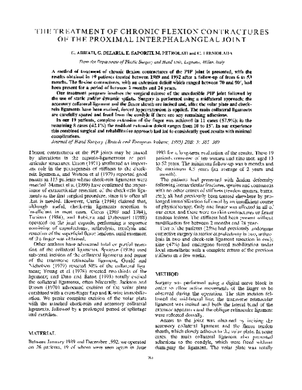 (PDF) The treatment of chronic flexion contractures of the proximal ...