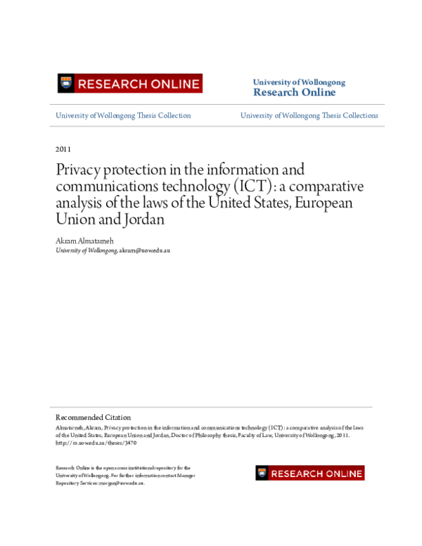 (PDF) Privacy protection in the information and communications ...