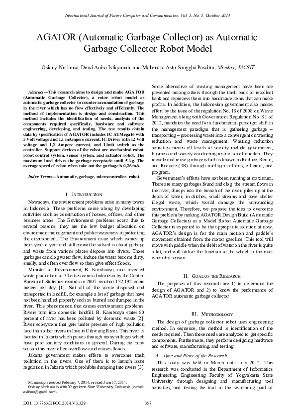 Pdf Agator Automatic Garbage Collector As Automatic Garbage Collector Robot Model