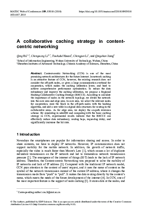 (PDF) A collaborative caching strategy in contentcentric networking