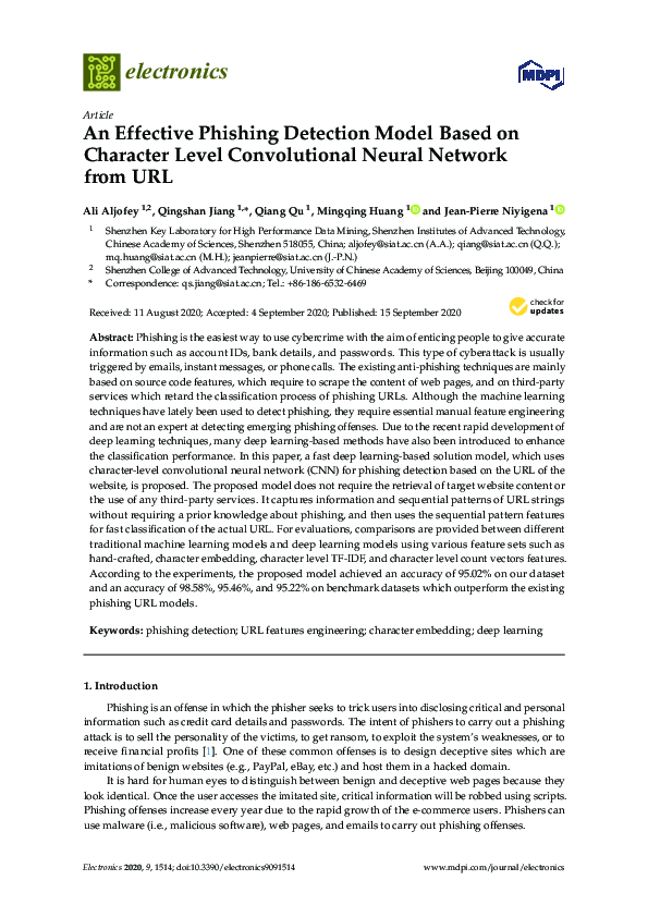 Pdf An Effective Phishing Detection Model Based On Character Level Convolutional Neural