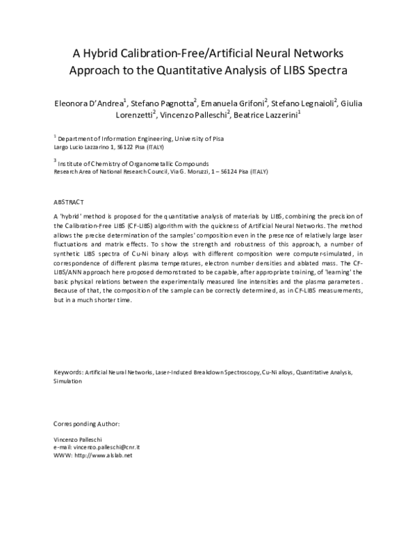 (PDF) A hybrid calibration-free/artificial neural networks approach to the quantitative analysis ...