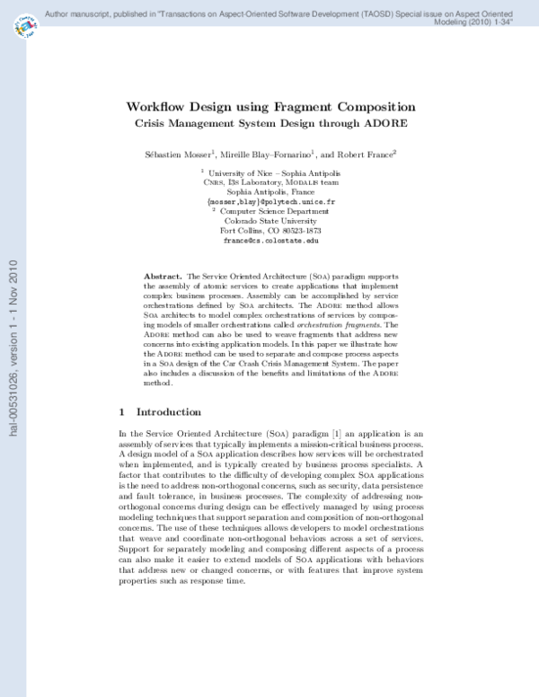 (PDF) Workflow Design Using Fragment Composition | M. Blay-fornarino - Academia.edu