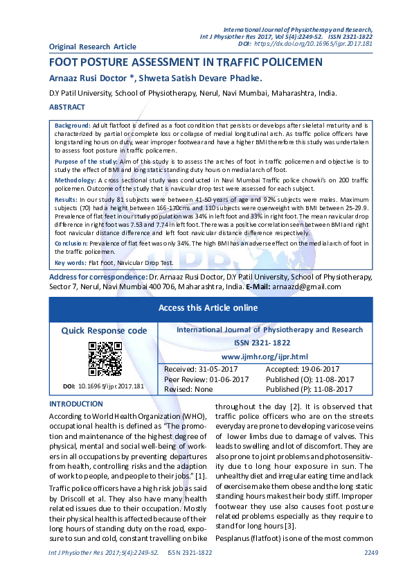 (PDF) Foot Posture Assessment in Traffic Policemen