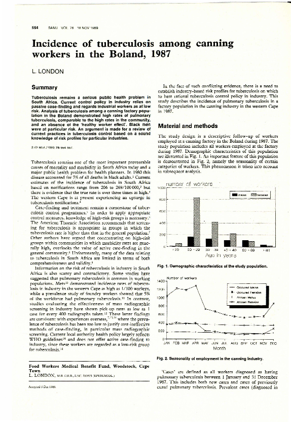(PDF) Incidence of tuberculosis among canning workers in the Boland, 1987