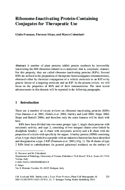 (PDF) Ribosome-Inactivating Protein-Containing Conjugates for ...