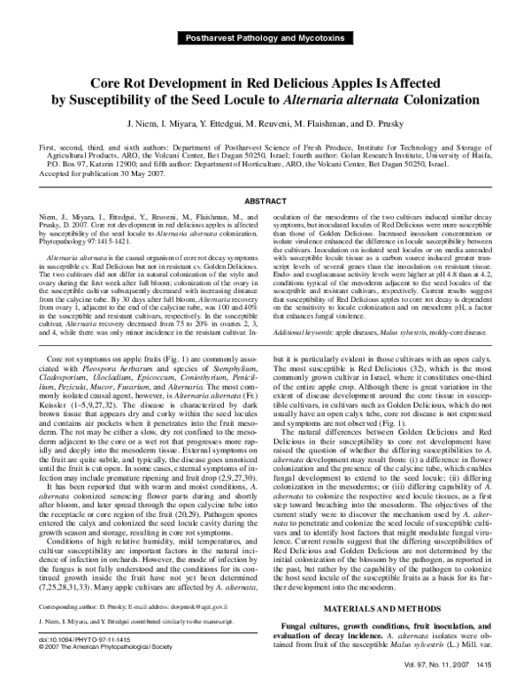 (PDF) Core Rot Development in Red Delicious Apples Is Affected by ...