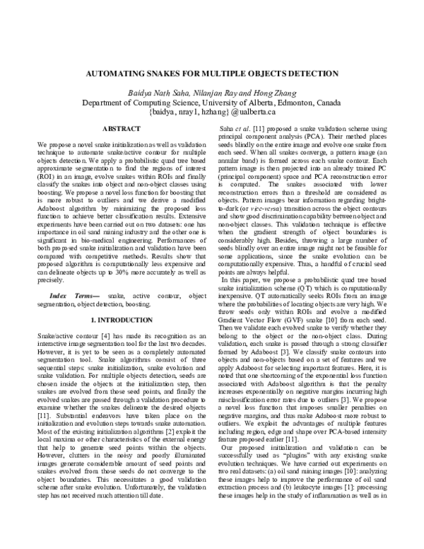 (PDF) Automating snakes for multiple objects detection