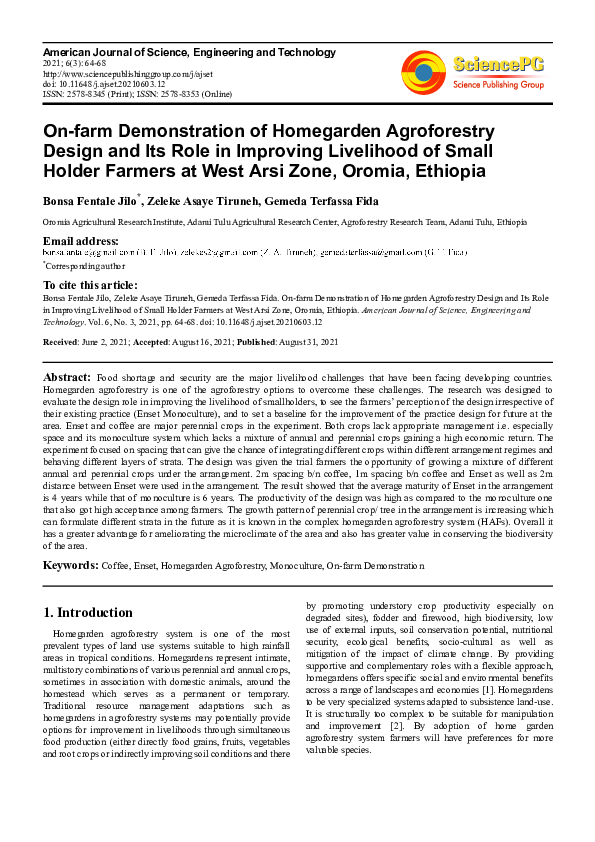 (PDF) On-farm Demonstration of Homegarden Agroforestry Design and Its ...