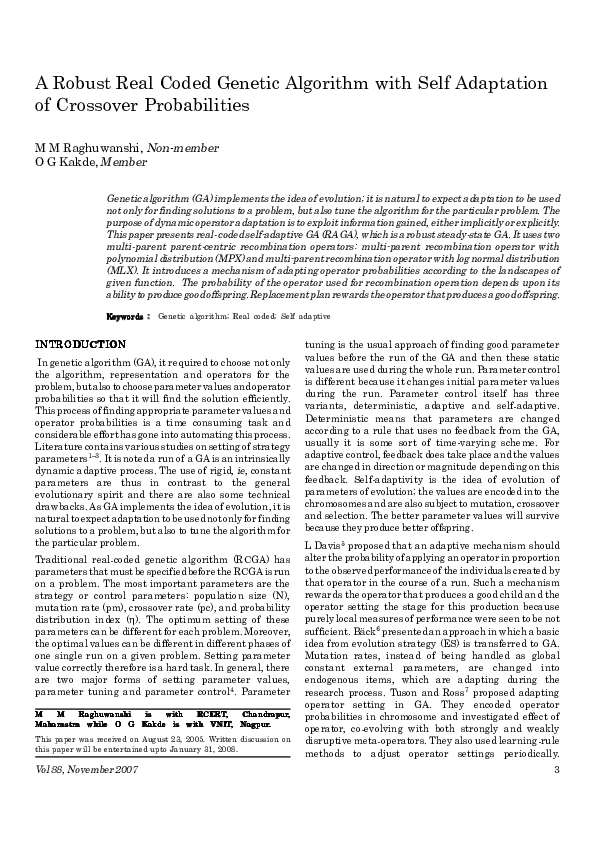Pdf A Robust Real Coded Genetic Algorithm With Self Adaptation Of