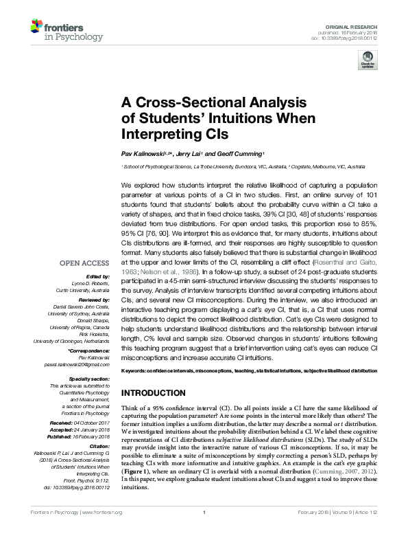 (PDF) A Cross-Sectional Analysis of Students' Intuitions When ...