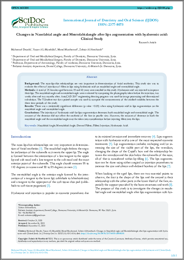 (PDF) Changes in Nasolabial angle and Mentolabialangle after lips ...