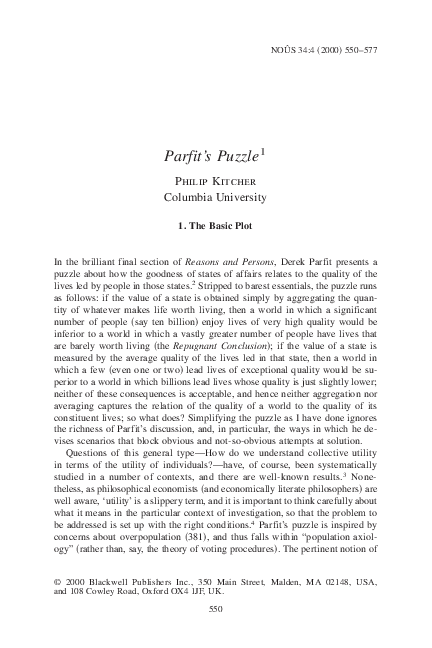 (PDF) Parfit's Puzzle