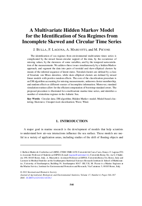 (PDF) A Multivariate Hidden Markov Model for the Identification of Sea Regimes from Incomplete ...