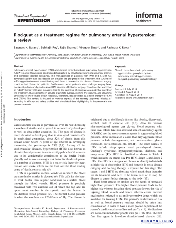 (PDF) Riociguat as a treatment regime for pulmonary arterial ...