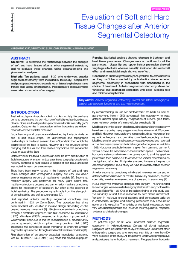 (PDF) Evaluation of the Soft and Hard Tissue Changes After Anterior ...