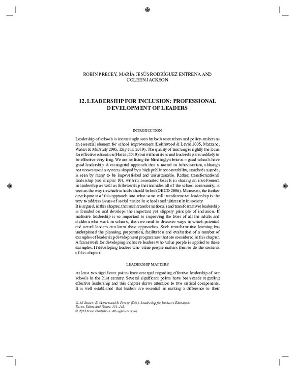 (PDF) Leadership for Inclusion