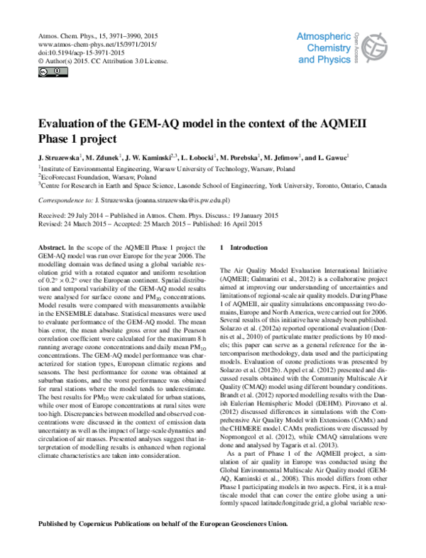 (PDF) Evaluation of the GEM-AQ model in the context of the AQMEII Phase ...