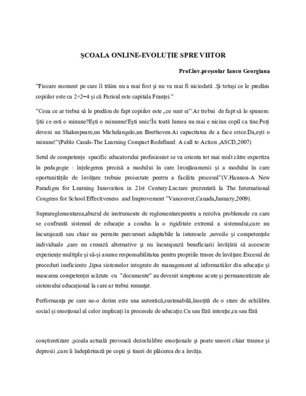(DOC) ȘCOALA ONLINE-EVOLUȚIE SPRE VIITOR
