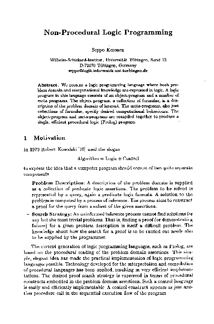 (PDF) Non-procedural logic programming